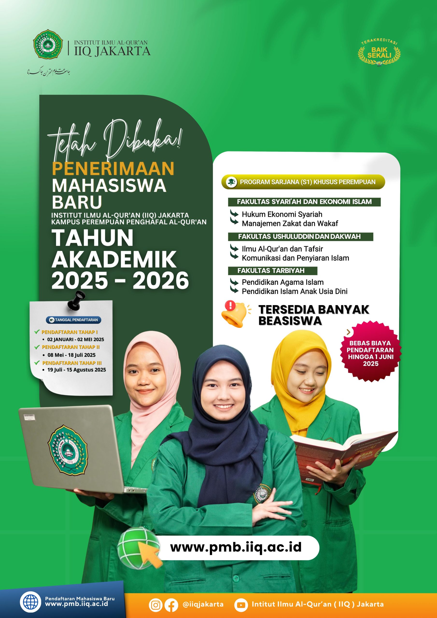 IIQ Jakarta Buka Pendaftaran Mahasiswa Baru 2025, Biaya Pendaftaran ...